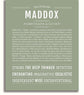 Maddox Personalized Name Meaning Art Prints – Name Stories