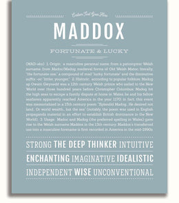 Maddox Personalized Name Meaning Art Prints – Name Stories