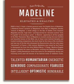 Madeline Personalized Name Meaning Art Prints – Name Stories
