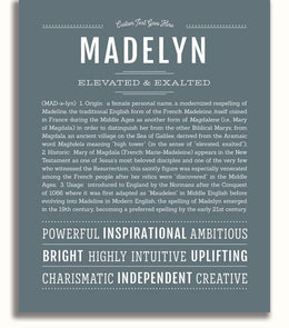 Madelyn Personalized Name Meaning Art Prints – Name Stories