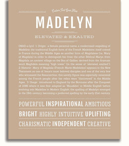 Madelyn Personalized Name Meaning Art Prints – Name Stories