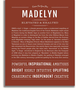 Madelyn Personalized Name Meaning Art Prints – Name Stories