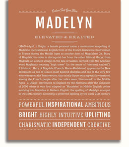 Madelyn Personalized Name Meaning Art Prints – Name Stories