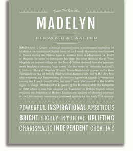 Madelyn Personalized Name Meaning Art Prints – Name Stories