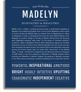 Madelyn Personalized Name Meaning Art Prints – Name Stories