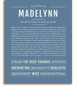 Madelynn Personalized Name Meaning Art Prints – Name Stories