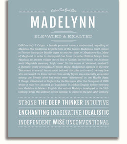 Madelynn Personalized Name Meaning Art Prints – Name Stories
