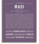 Madi Personalized Name Meaning Art Prints – Name Stories