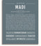 Madi Personalized Name Meaning Art Prints – Name Stories