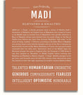 Madi Personalized Name Meaning Art Prints – Name Stories