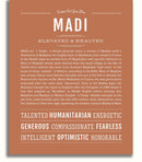 Madi Personalized Name Meaning Art Prints – Name Stories