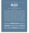 Madi Personalized Name Meaning Art Prints – Name Stories