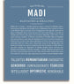 Madi Personalized Name Meaning Art Prints – Name Stories