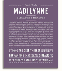 Madilynne Personalized Name Meaning Art Prints – Name Stories