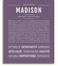 Madison Personalized Name Meaning Art Prints – Name Stories
