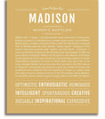 Madison Personalized Name Meaning Art Prints – Name Stories