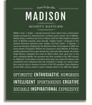 Madison Personalized Name Meaning Art Prints – Name Stories