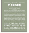 Madison Personalized Name Meaning Art Prints – Name Stories