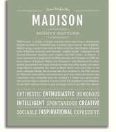 Madison Personalized Name Meaning Art Prints – Name Stories