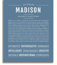 Madison Personalized Name Meaning Art Prints – Name Stories