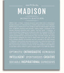 Madison Personalized Name Meaning Art Prints – Name Stories
