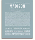 Madison Personalized Name Meaning Art Prints – Name Stories