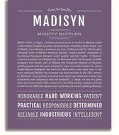 Madisyn Personalized Name Meaning Art Prints – Name Stories