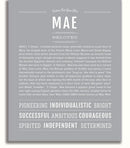 Mae Personalized Name Meaning Art Prints – Name Stories