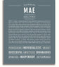 Mae Personalized Name Meaning Art Prints – Name Stories