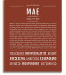 Mae Personalized Name Meaning Art Prints – Name Stories