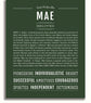Mae Personalized Name Meaning Art Prints – Name Stories