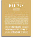 Maelynn Personalized Name Meaning Art Prints – Name Stories