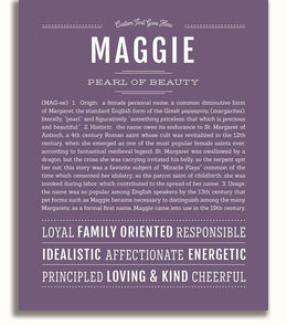 Maggie Personalized Name Meaning Art Prints – Name Stories
