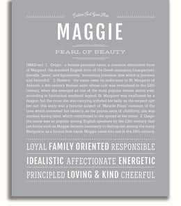 Maggie Personalized Name Meaning Art Prints – Name Stories