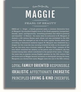 Maggie Personalized Name Meaning Art Prints – Name Stories