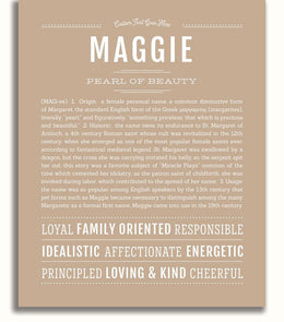 Maggie Personalized Name Meaning Art Prints – Name Stories