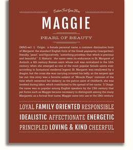 Maggie Personalized Name Meaning Art Prints – Name Stories