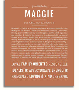 Maggie Personalized Name Meaning Art Prints – Name Stories