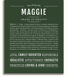 Maggie Personalized Name Meaning Art Prints – Name Stories