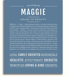 Maggie Personalized Name Meaning Art Prints – Name Stories