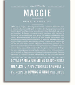Maggie Personalized Name Meaning Art Prints – Name Stories