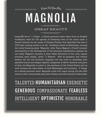 Magnolia Personalized Name Meaning Art Prints – Name Stories