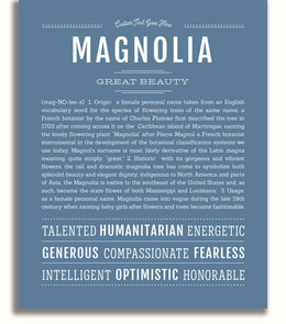 Magnolia Personalized Name Meaning Art Prints – Name Stories