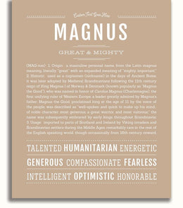 Magnus Personalized Name Meaning Art Prints – Name Stories