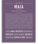 Maia Personalized Name Meaning Art Prints – Name Stories