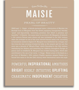 Maisie Personalized Name Meaning Art Prints – Name Stories