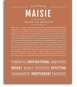 Maisie Personalized Name Meaning Art Prints – Name Stories