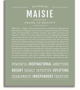 Maisie Personalized Name Meaning Art Prints – Name Stories