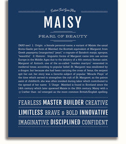 Maisy Personalized Name Meaning Art Prints – Name Stories