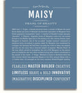 Maisy Personalized Name Meaning Art Prints – Name Stories